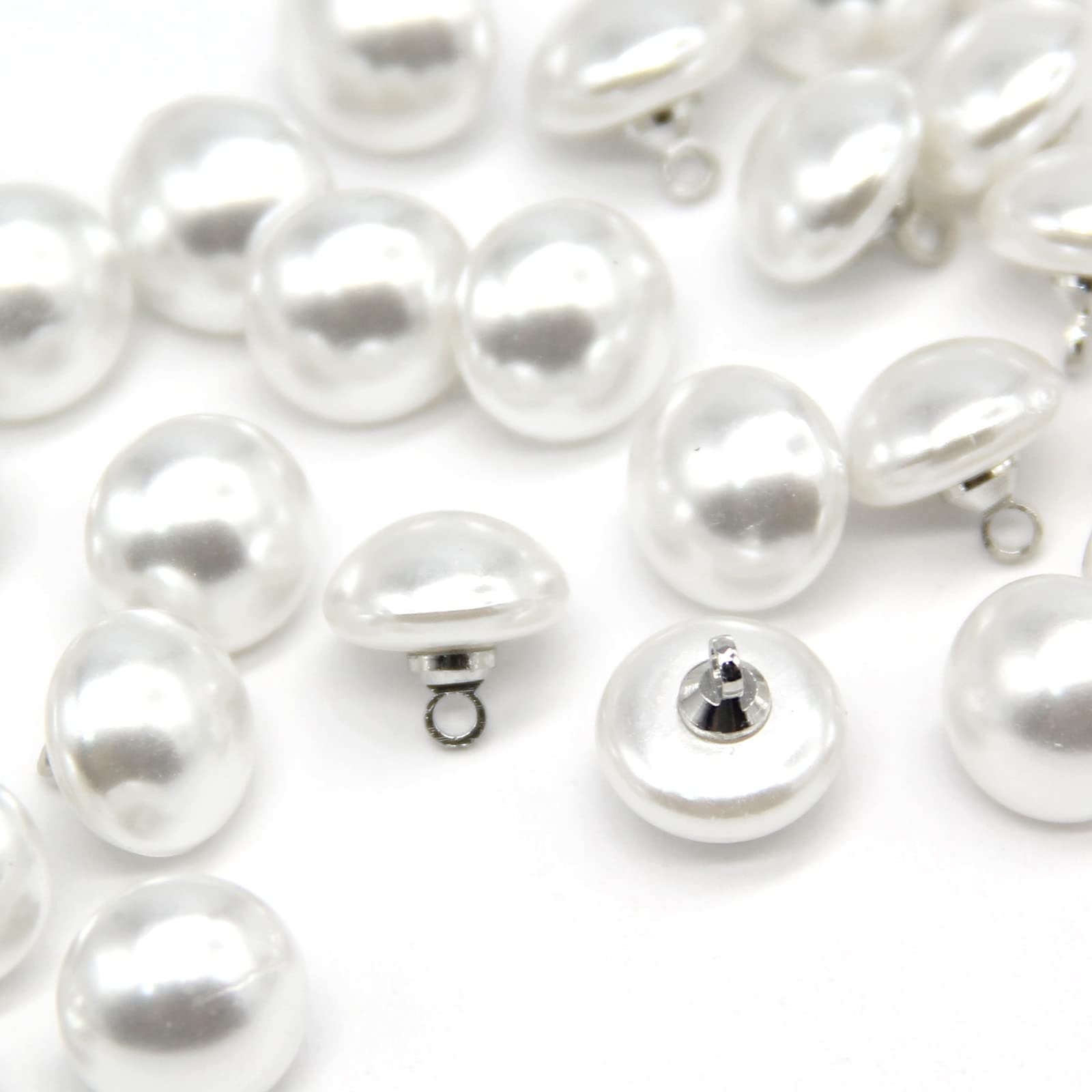 USOSOU 10mm Mushroom Semicircle Pearl Buttons, White Faux Pearl Buttons for Sewing, Shirts, Skirts, Wedding Dresses, Jewelry Decorations, DIY Crafts (40pcs 10mm(0.394inch))