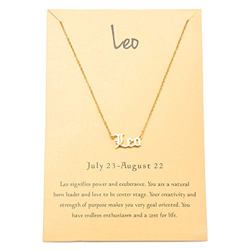 Zealmer Old English Letter Pisces Necklace for Women Golden