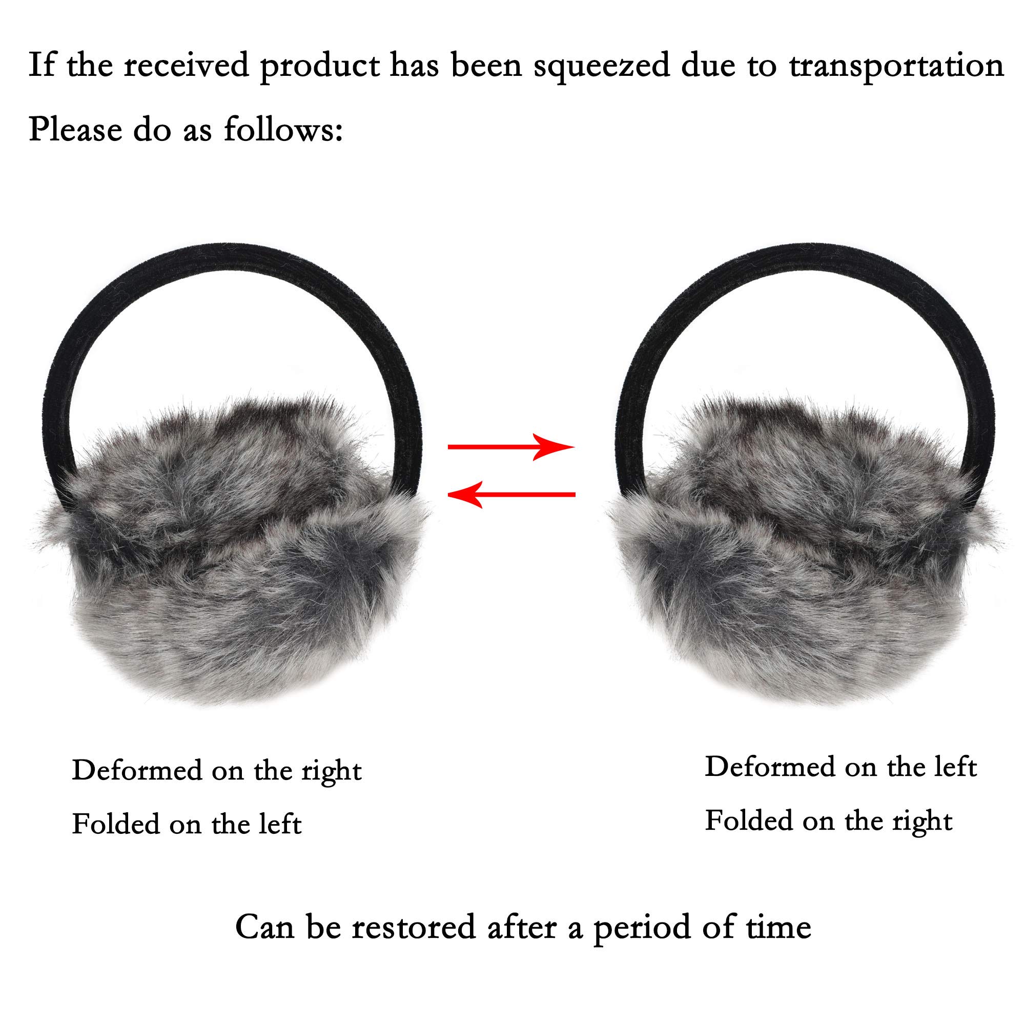 ZLYC Womens Girls Winter Fashion Adjustable Faux Fur EarMuffs Ear Warmers, Grey
