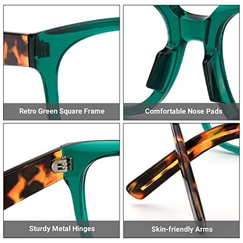 Zeelool Unisex Retro Oversized Square Blue Light Blocking Glasses Harrell ZOP049594-01 Dark-Green