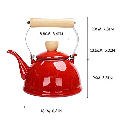 ZNZN Enamel Kettle Thickened Red Kettle Retro Stovetop Induction Cooker Natural Gas Home Restaurant Teapot (1.4L, 47.3OZ) Multifunctional Water Kettle