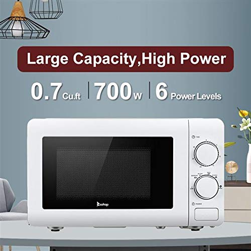 ZOKOP 20MX60-L/White 20L/0.7cuft Conventional Microwave Oven Mechanical Knob/Button Door Switch