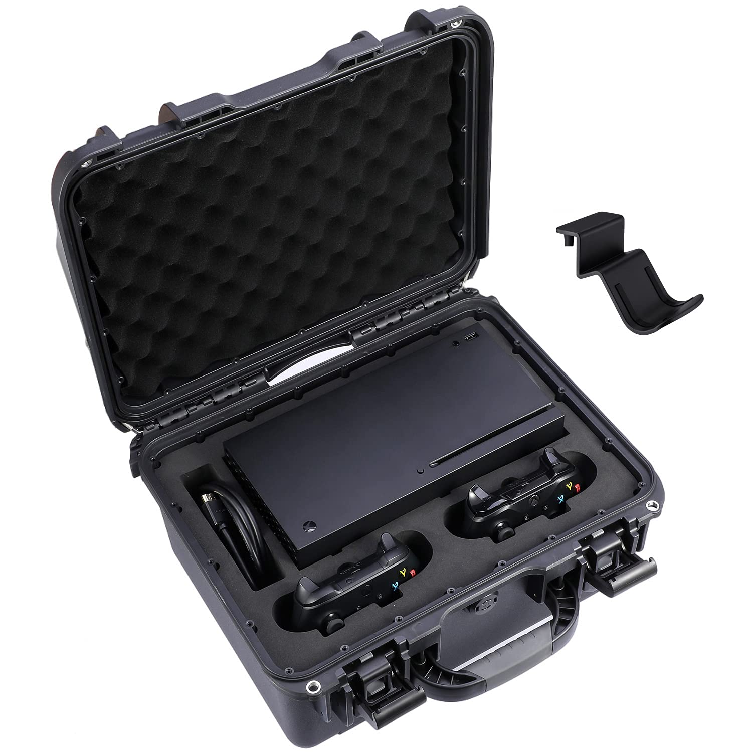 ZENACCE Waterproof Hard Case Compatible with Xbox Series X case, Travel Carrying Case Holds Xbox Series X Console, Wireless Controllers, Cables and Other Accessories
