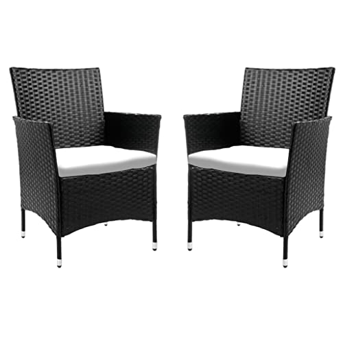 YÁSEZ 8 PCS Patio Furniture Outdoor Garden Conversation Wicker Sofa Set, Beige Cushions +Black Wicker