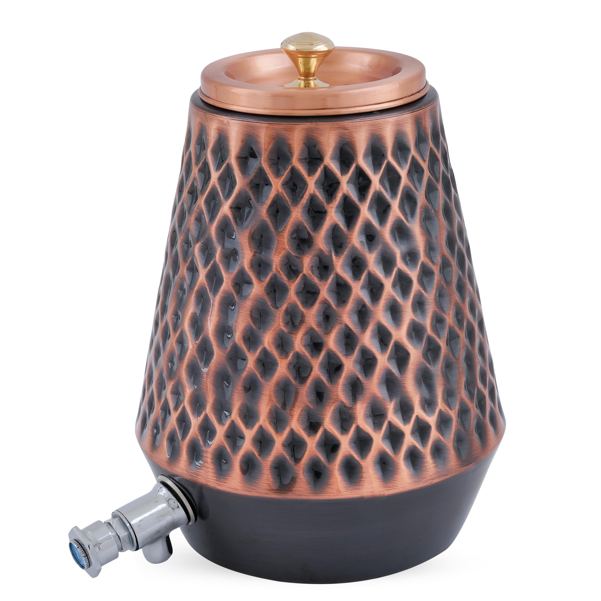 YATSKIA 1.32 Gallon/ 5 Litre Pure Copper Dispenser Water Storage Container Water Storage Tank Copper Pots Water Container With Spigot Copper Kitchen Accessories (4.7" L x 4.7" W x 10.6" H)