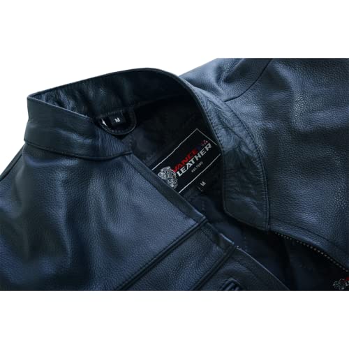 Vance Leather's Men's Premium Leather Motorcycle Racer Jacket with Vents Reflective Piping and CCW Pockets (2XL)