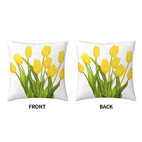 VARUN Yellow Tulips Flowers Pillowcases Nature Floral Print Pillow Case Decorative Throw Pillow Cover for Home Sofa Office 18x18inch