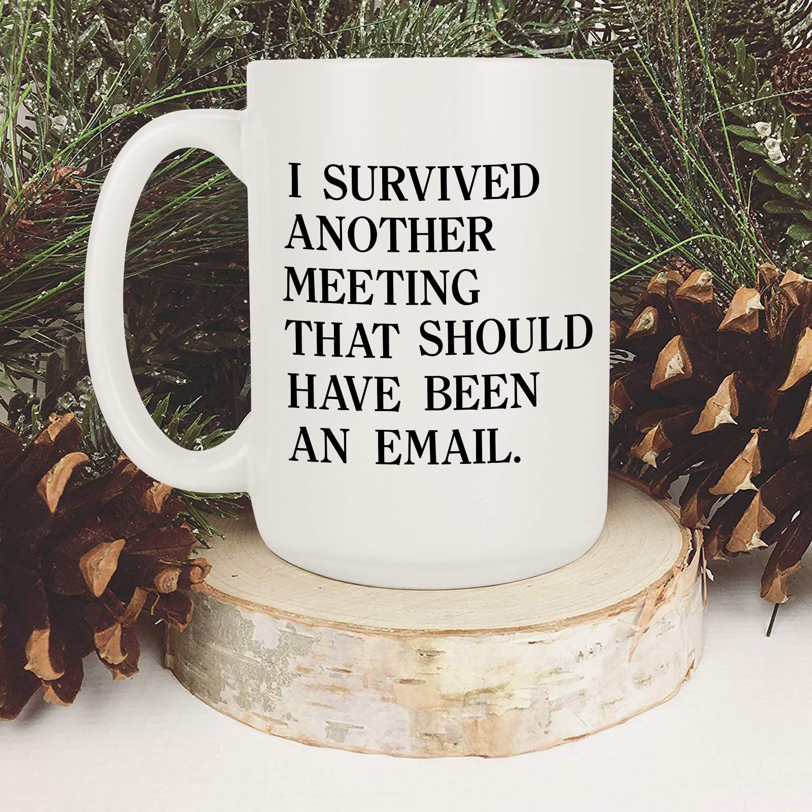 YHRJWN Email Mug I survived another meeting that should have been an email The Office Mug inspirational Mug Funny Coffee Mug for Boss Coworkers 16 Oz