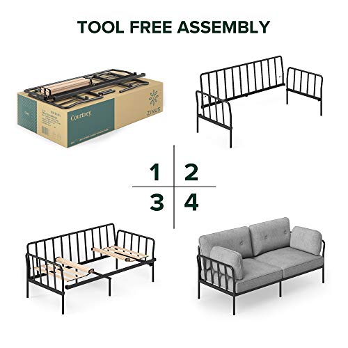 ZINUS Courtney Black Metal Loveseat / Steel Framework with Upholstered Cushions / Easy Assembly