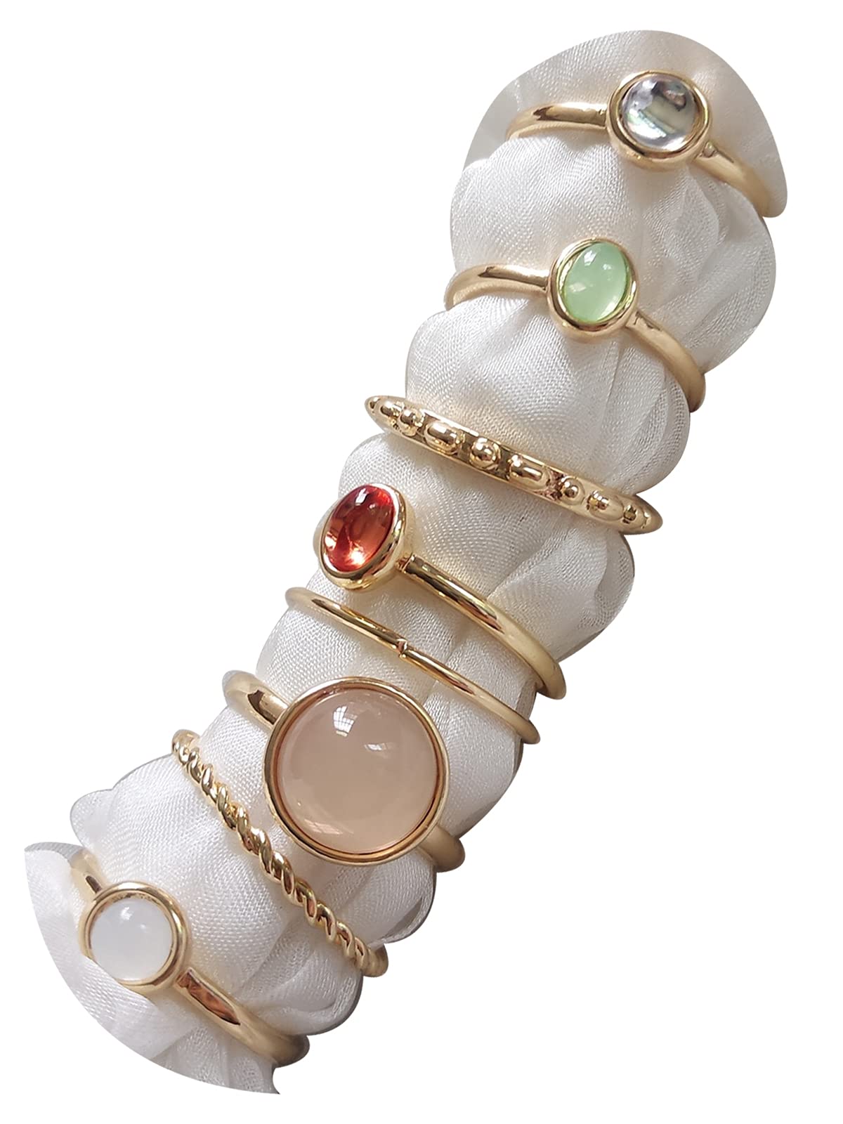 ZZ ZINFANDEL 8-12 Pieces Stackable Joint Knuckle Midi Finger Ring Sets,Boho Vintage Crystal Snake Sunflower Moon Star Crown Rings for Women(12pcsA)