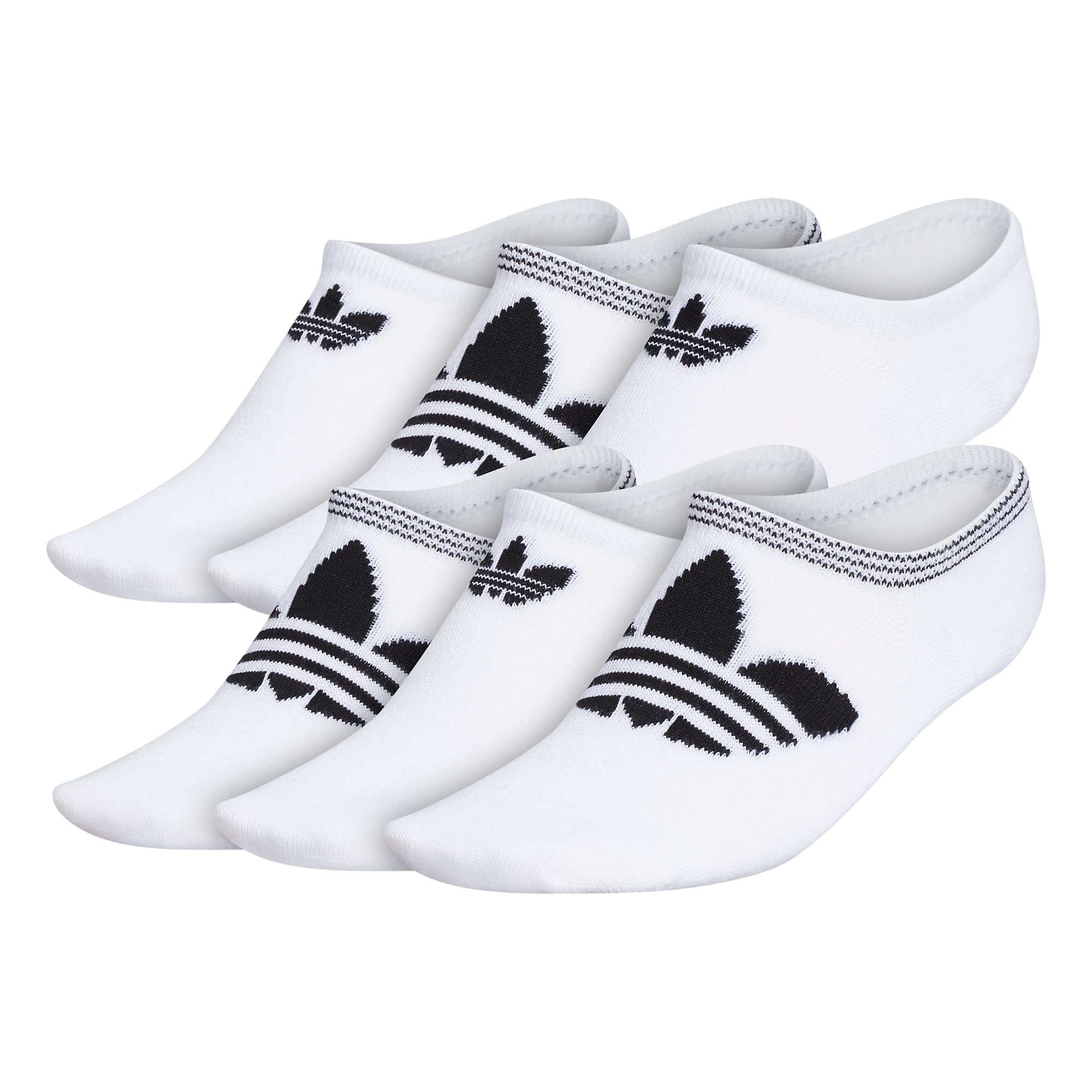 adidas Originals Women's Originals Trefoil Superlite 6-Pack Super No Show, White/Black, Medium