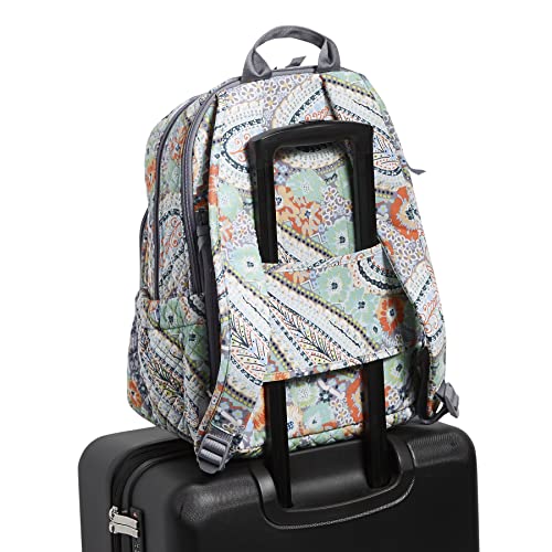 Vera Bradley Women's Cotton Campus Backpack, Citrus Paisley - Recycled Cotton, One Size