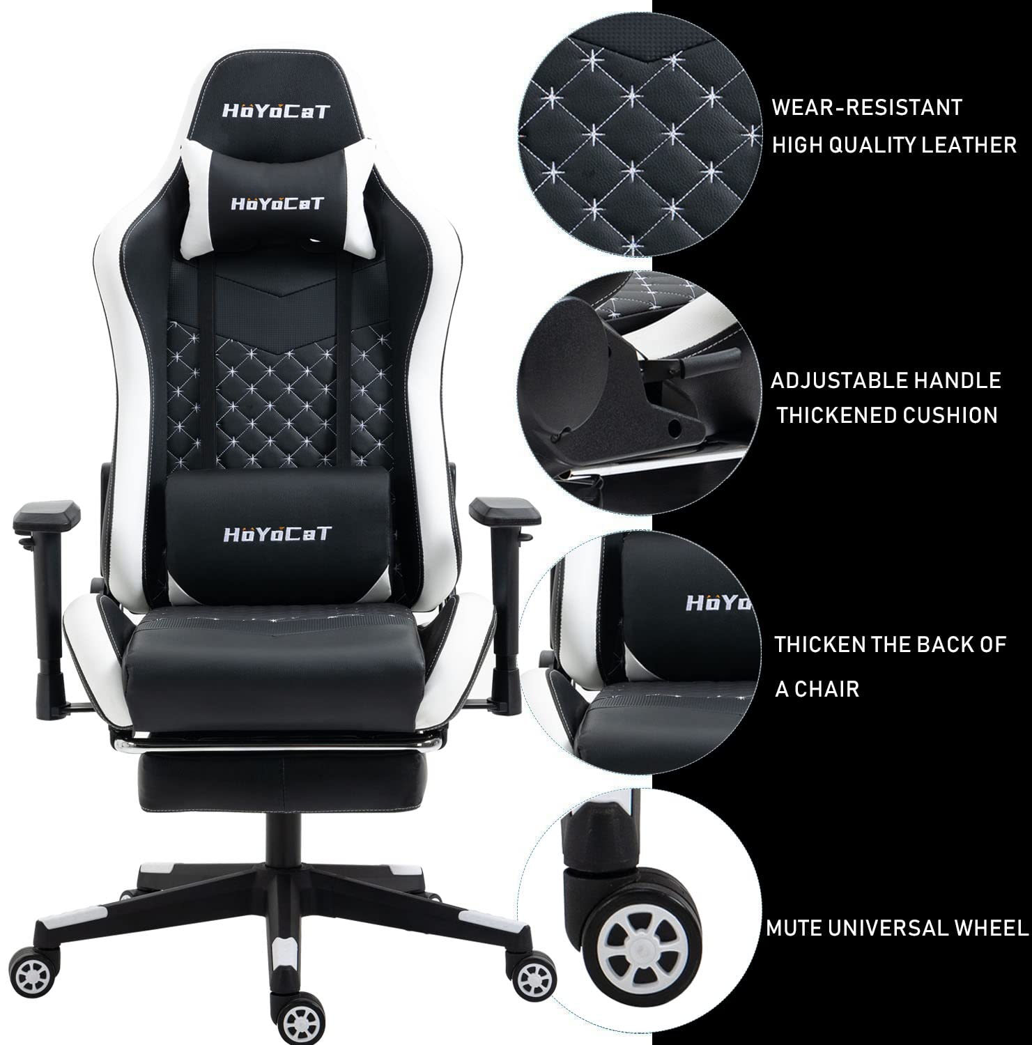 YMHT Office Chair,Computer Gaming Chair, Ergonomic Office Chair with Lumbar Support,High Back Gaming Chair Office Computer Chair (Black/White)
