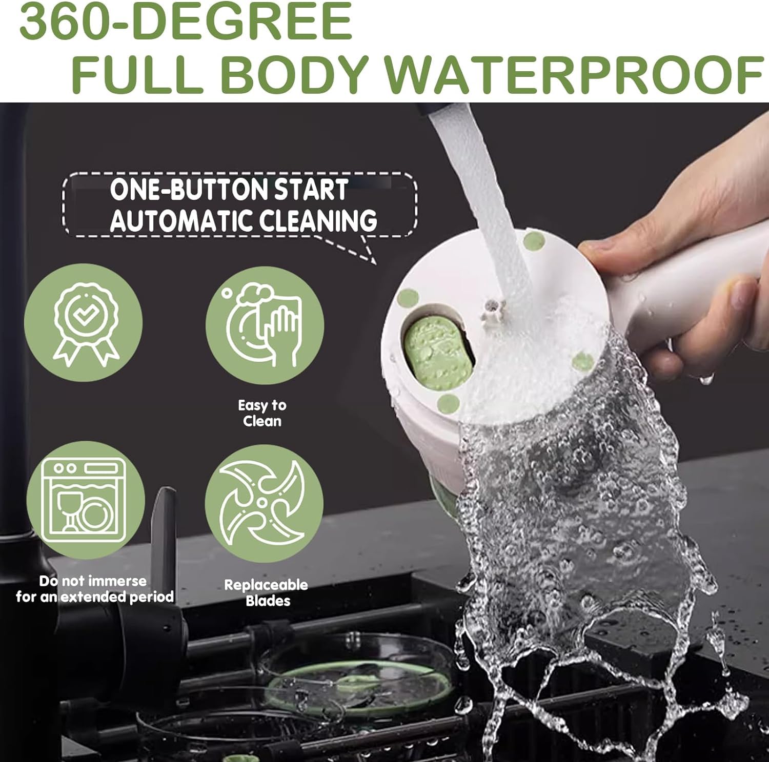 Waterproof Cordless 4-in-1 Electric Vegetable Slicer Set Handheld Chopper Crushed Garlic Chopper Food Slicer and Blender Multifunctional Vegetable Slicer (1500, Millivolts) (1300, Microvolts)