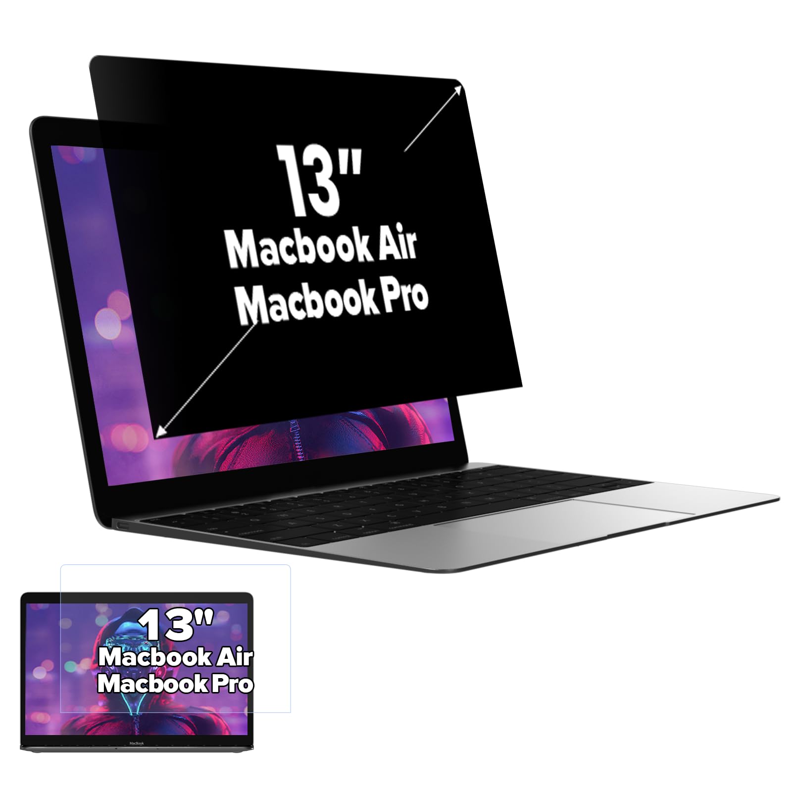 VERPONITY [2-Pack] HD Privacy Screen MacBook Pro 13 inch(2016-2022,M1)/ MacBook Air 13 inch(2018-2021,M1)，Removable Crystal Clear Laptop Screen Privacy Shield with Anti-Glare Coating Filter……
