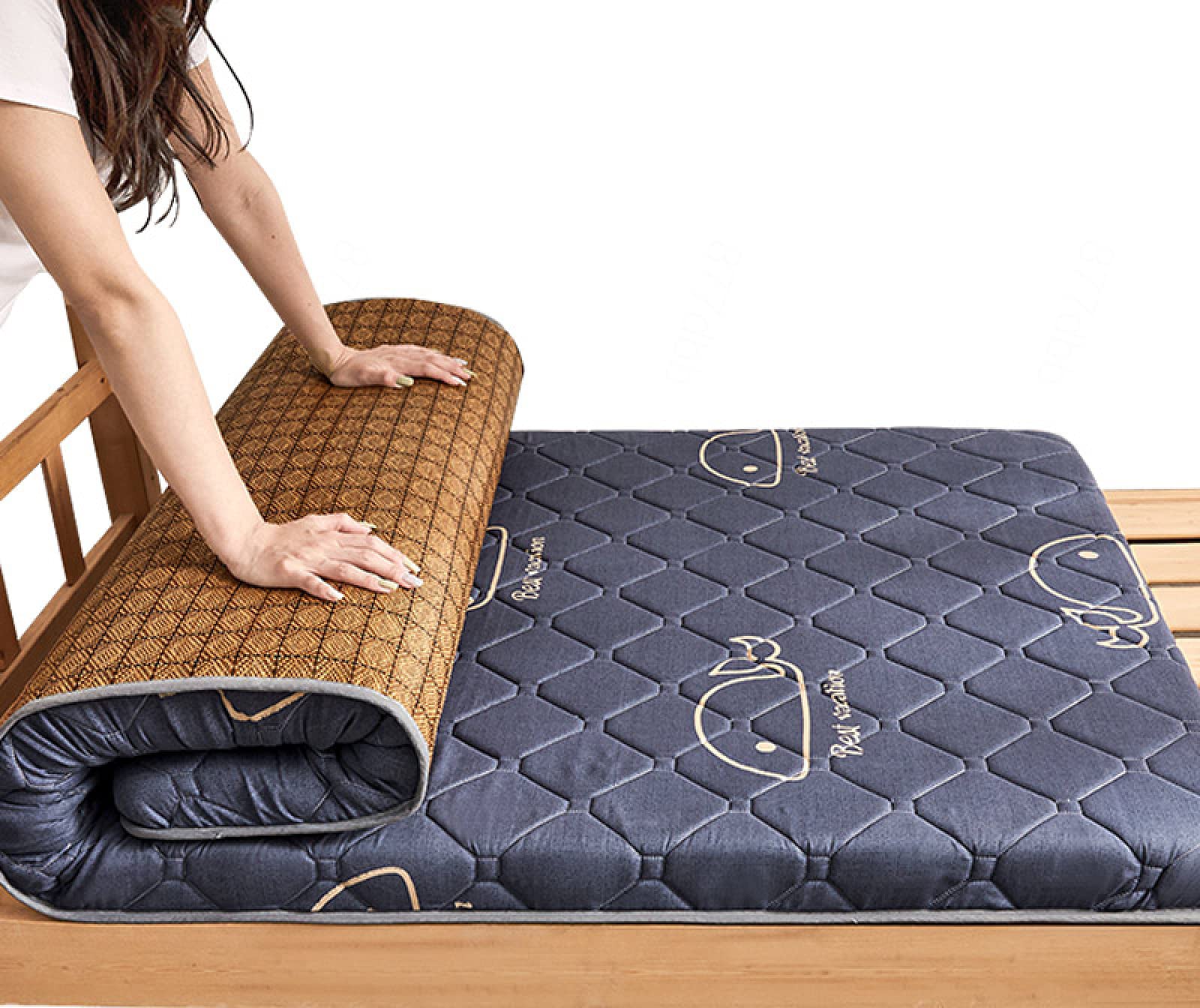 Yopeango King Size, Cool Gel Infused Memory Foam and Pocket Spring Mattress, Bed in a Box,Blue A-60X120cm