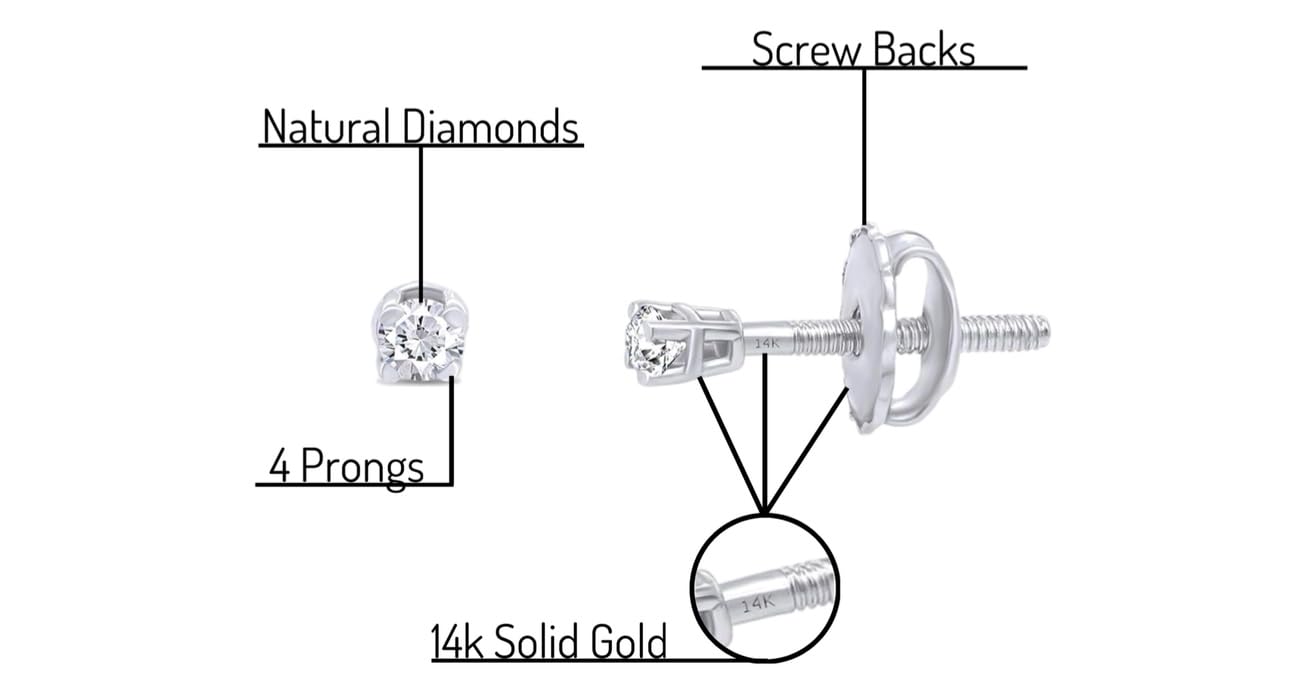 VERY VERY Small Miniscule 0.04CTTW Round Natural Diamond Stud (IGI Certified 0.70 ct & up) Plus Quality Screw Back Earrings in 14k Solid White Gold, 0.04 Ctw - 2.00 Ctw)