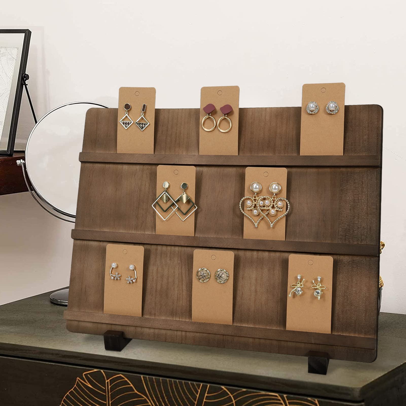 ZYP Wood Earring Display Stand for Selling,Earring Showing Jewelry Display Holder Wood Earring Card Holder Display,Portable Earring Display for Retail Store