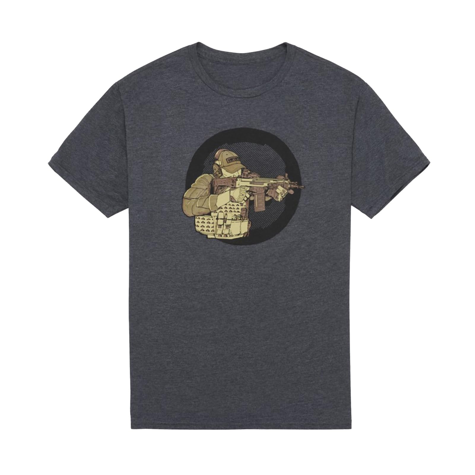 VIKTOS Men's V Shooter Tee | Lightweight Breathable Durable Soft Comfortable Casual T-Shirt with Screen-Printed Graphic, Charcoal Heather, L