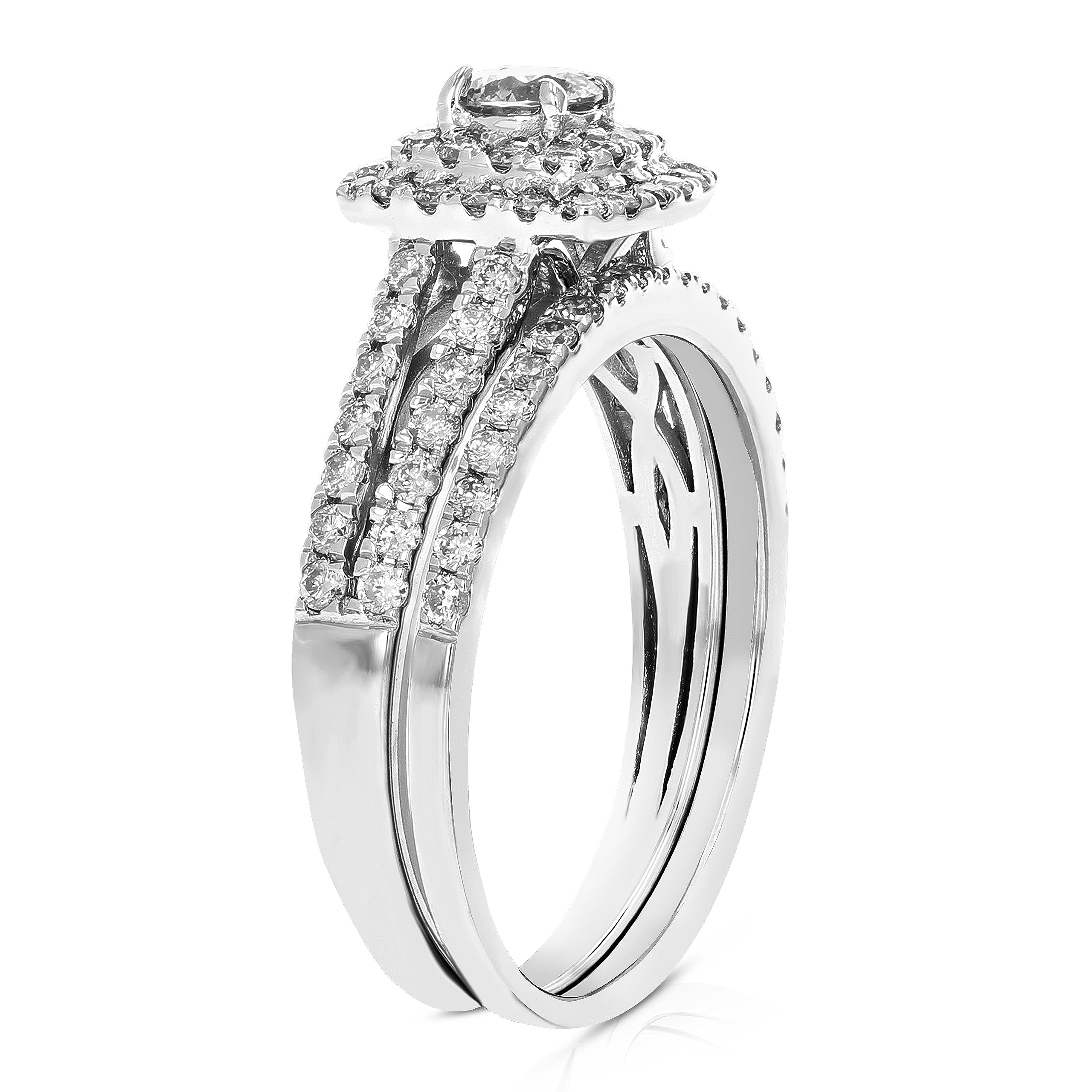 Vir Jewels 1 cttw Diamond Prong Set Wedding Engagement Ring Set 14K White Gold Bridal Style Size 7