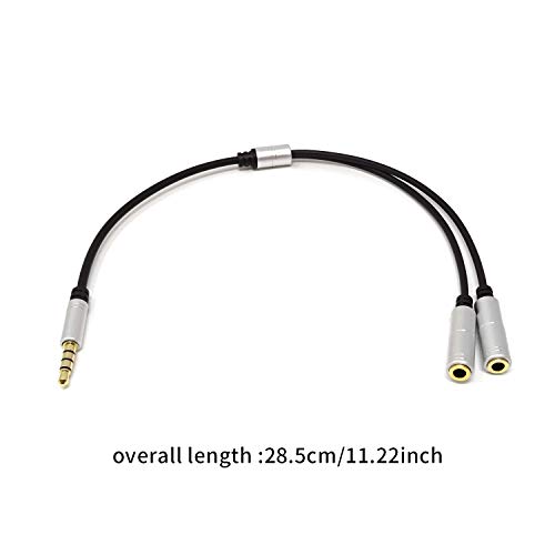 yueton Headset Adapter Y Splitter Extension Cable 3.5mm Stereo Male to 2 Port 3.5mm Female with Separate Mic and Audio Headphone Mutual Convertors for Gaming Headset,PS4, Xbox One,Notebook (Silver)