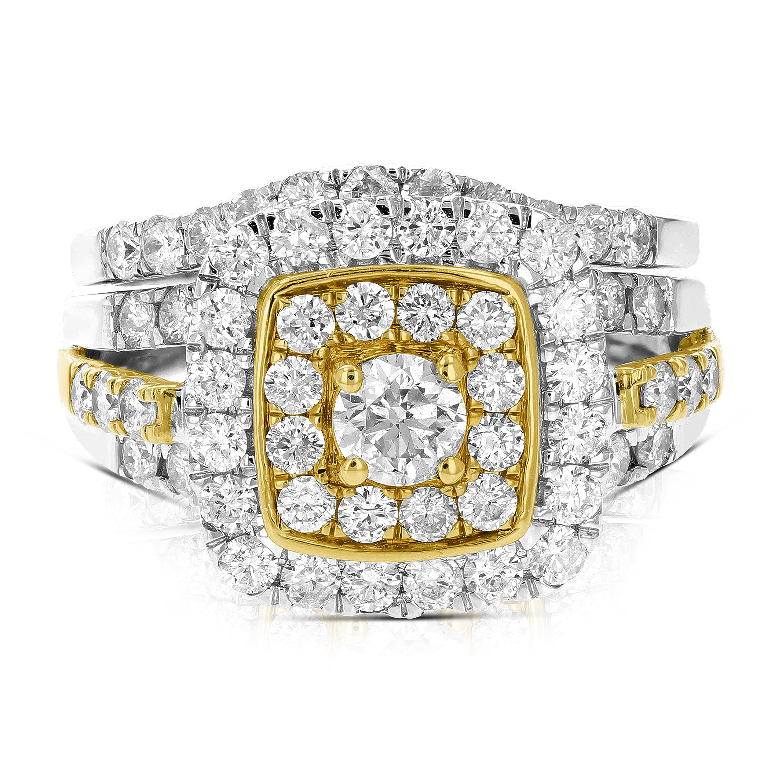 Vir Jewels 1.87 cttw Diamond Wedding Engagement Ring Bridal Set 14K Two Tone Gold Size 6