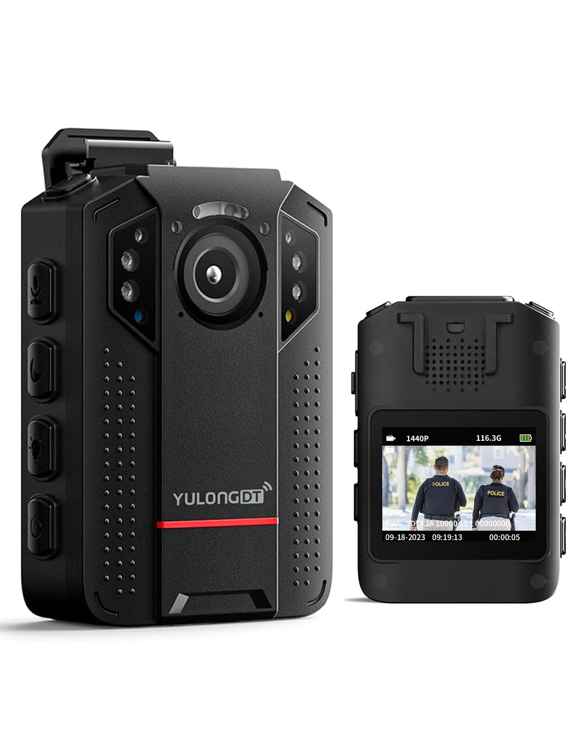 YULONGDT 1440P Body Camera, 128GB Body Cameras with Audio and Video Recording, Wearable Body Camera for Police, Personal, Infrared Night Vision, 3300mAh Battery for Civilian, Law Enforcement