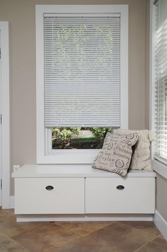 Vinyl Mini Blinds 1-inch Cordless Room Darkening Blind for Windows - Starting at $9.97 - (Over 1,400 Add'l Custom Sizes) Vinyl Blinds, Mini Blinds, Window Blinds Cordless, White - 26" W x 60" H