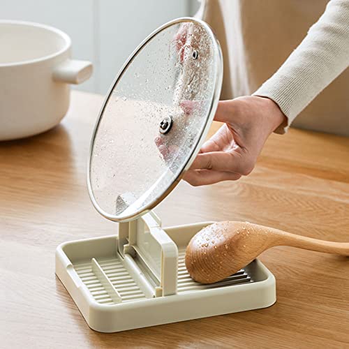 yungluner Foldable Pan Lid Holder Supports Spoons Pot Cover Rests Spatula Stand for Kitchen Convenience Utensils Tool Organizer Portable Pot Lid Stand