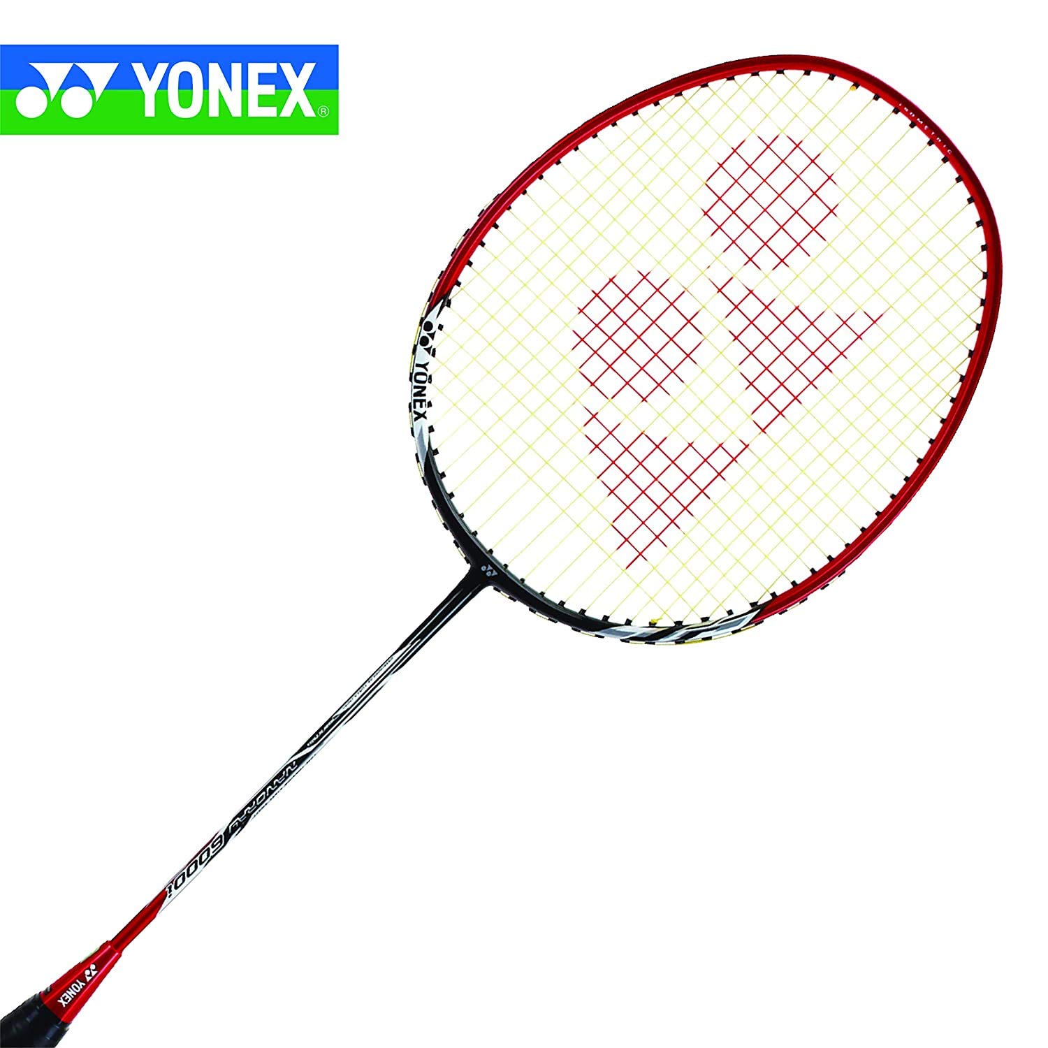 YONEX Badminton Racket Nanoray Series 2018 with Full Cover Professional Graphite Carbon Shaft Light Weight Competition Racquet High Tension Fast Speed Performance (NR6000I - Black/Red, Pack of 1)