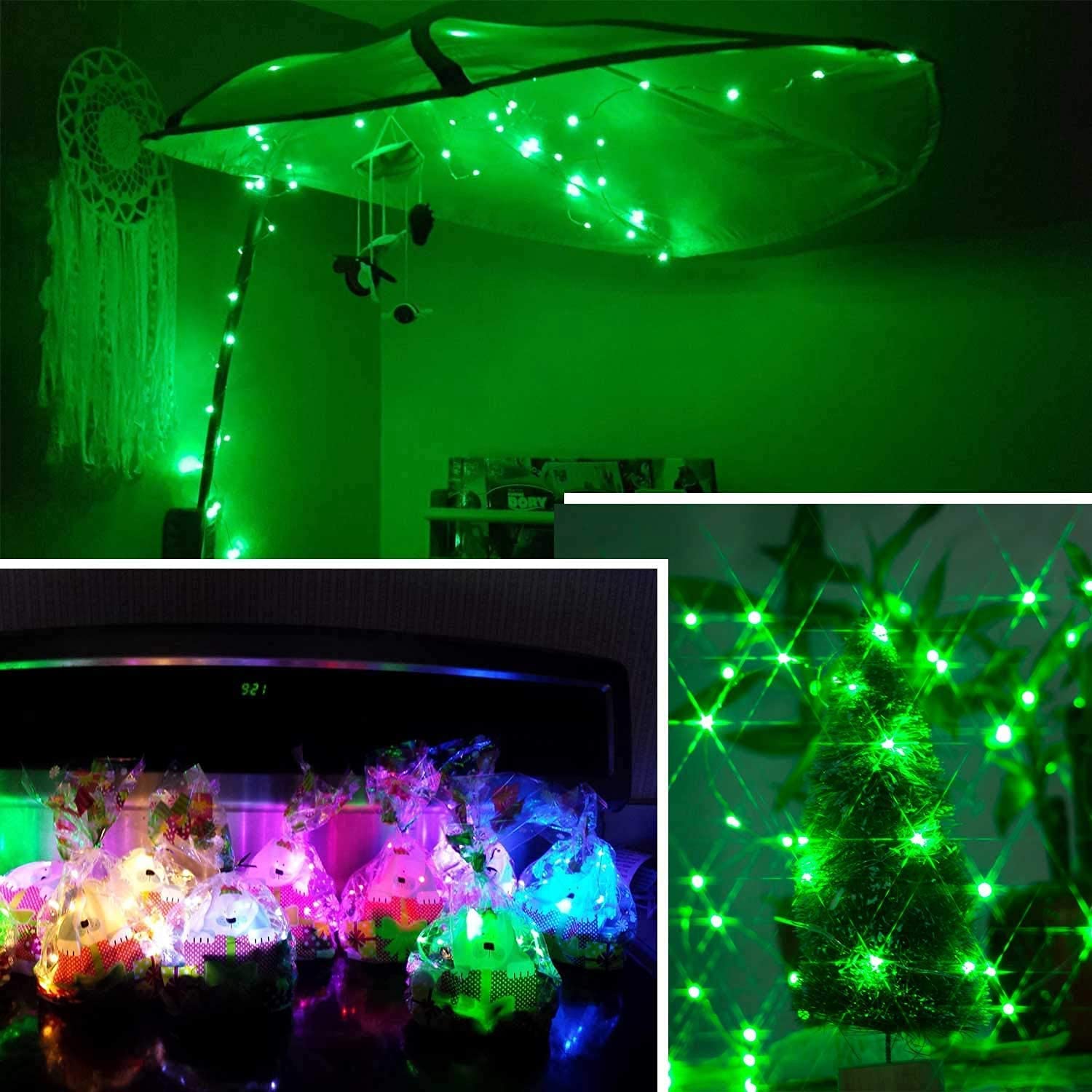 VOOKRY 8 Pack 30 Led Fairy Lights Battery Operated String Lights - 10ft Green Waterproof Silver Wire Firefly Starry Moon Lights for DIY Crafts Wedding Party Christmas Centerpiece Table Decorations
