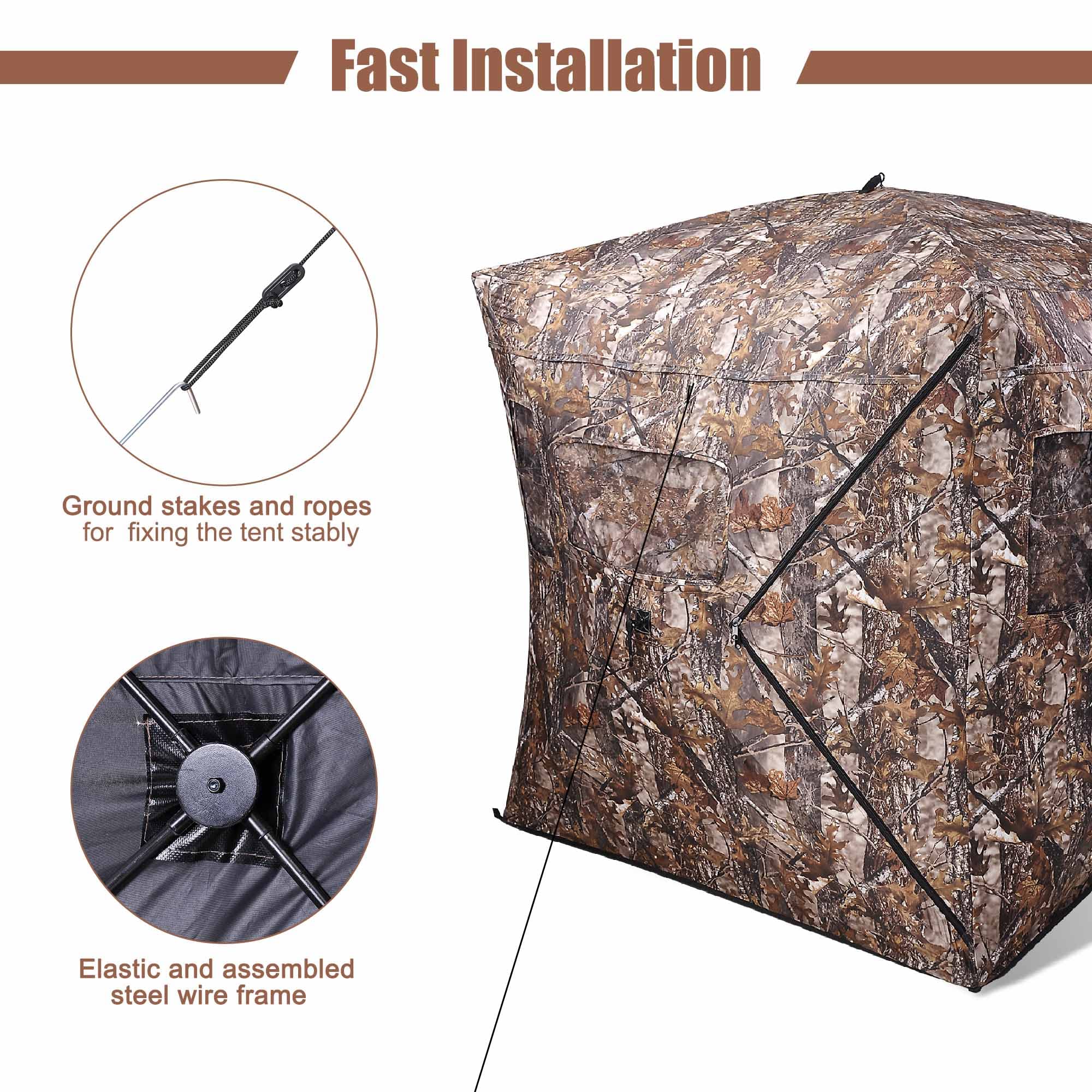 ZeHuoGe Hunting Blind Ground Tent with Zero Detection Carrying Case Professional Hub-Style Extra Large Bottomless Design Outdoor Sport Shooting US Delivery