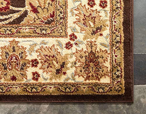 Unique Loom Voyage Collection Traditional Oriental Classic Intricate Design Area Rug, 5' 3" x 8' Rectangle, Brown/Cream