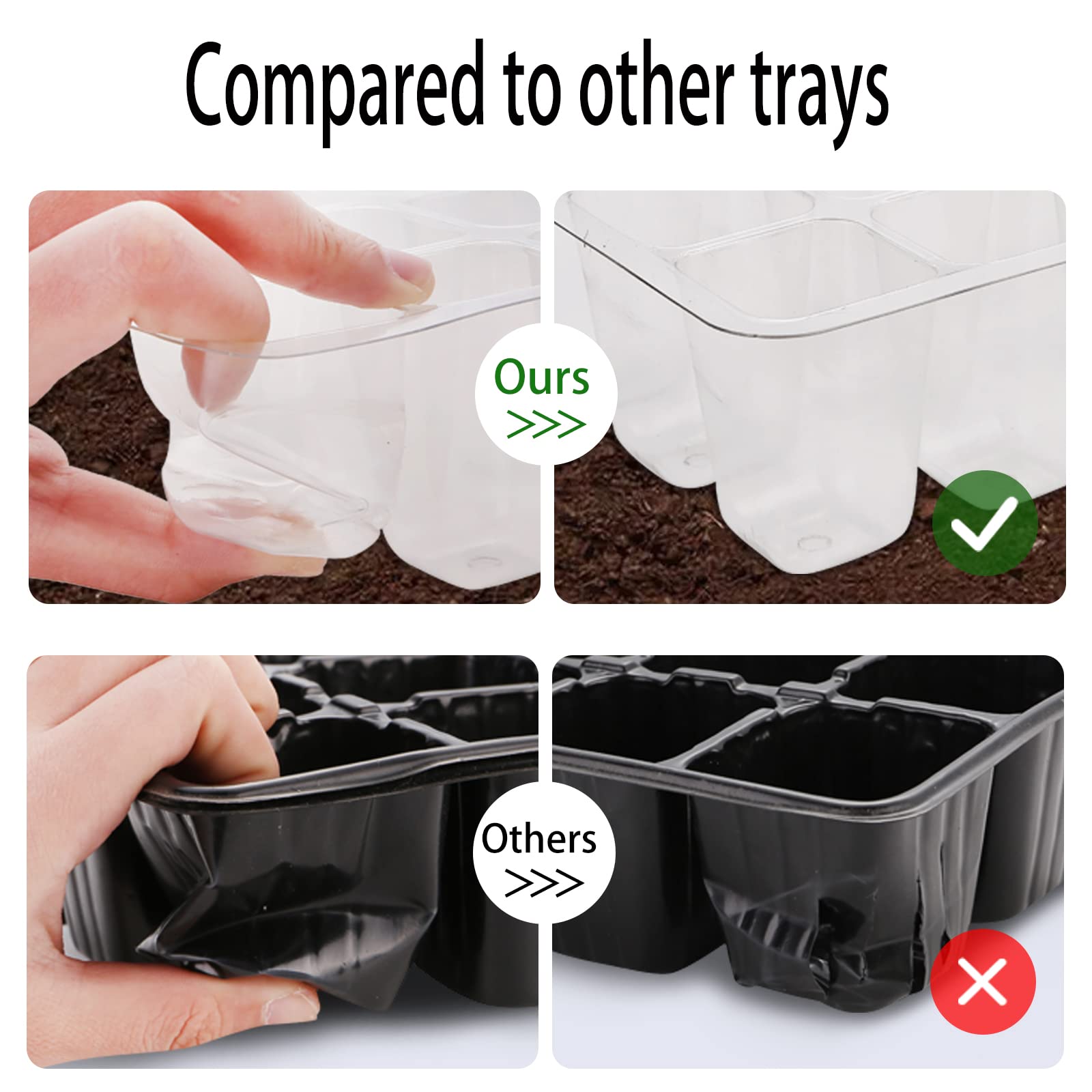 Uofrmi 20 Packs Seed Starter Tray with Humidity Dome (240 Cells Total Tray) Seed Starter Trays Plant Starter Kit and Base Mini Greenhouse Germination Kit for Seeds Growing Starting
