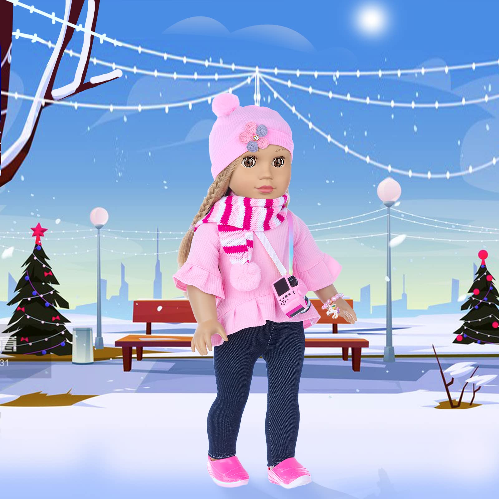 UZIDBTO American Doll Clothes and Accessories for 18 Inch Doll includes Pretend Makeup Kit Stuff Girls Gift(doll not including)