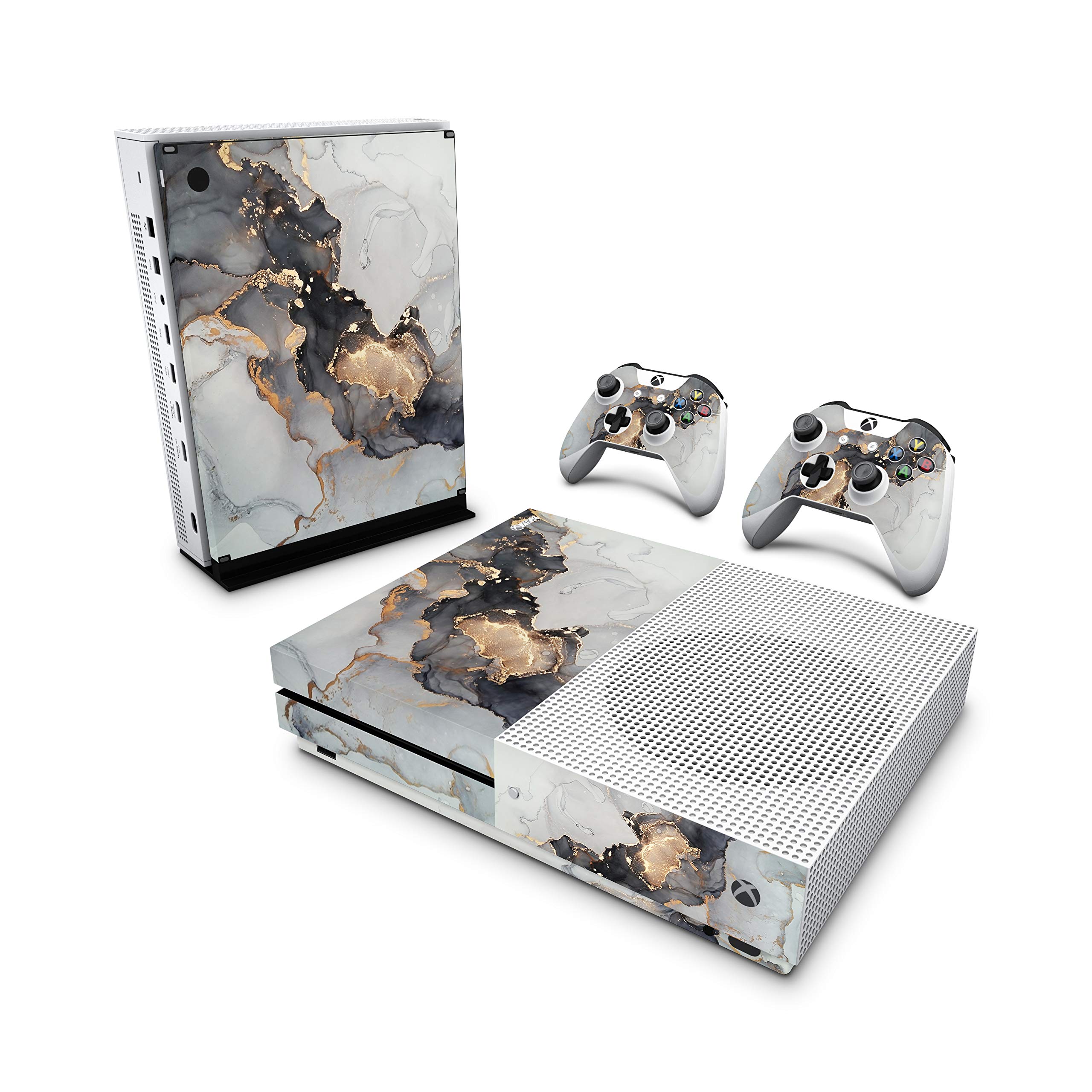 ZOOMHITSKINS X1 S Skins for Console and Controller, Marble Gold Granit White, Durable, Bubble-Free, Goo-Free, 2 Controller Skins 1 Console Skin, USA Made