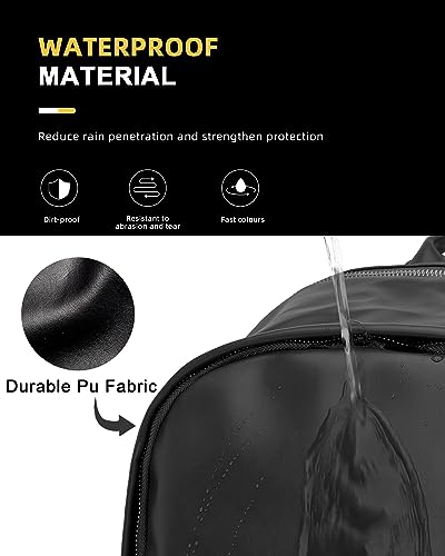VECAVE Lightweight Backpack for Women Men,Travel Casual Daypack Laptop Rucksack, Waterproof College High Secondary Bookbag PU Leather Computer Laptop Bag Black