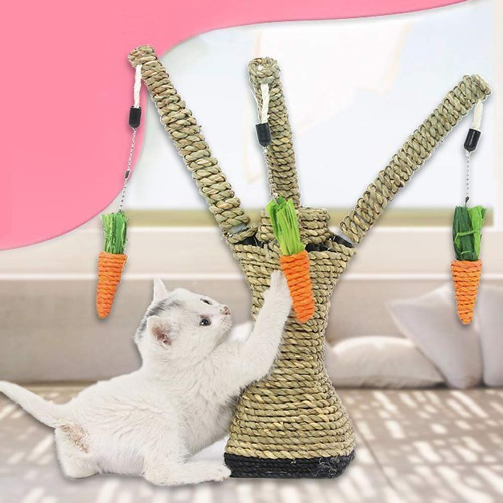 yanbirdfx Cat Scratcher Tree Shape Hanging Carrot Scratch-Resistant Post Toy Pet Supplies