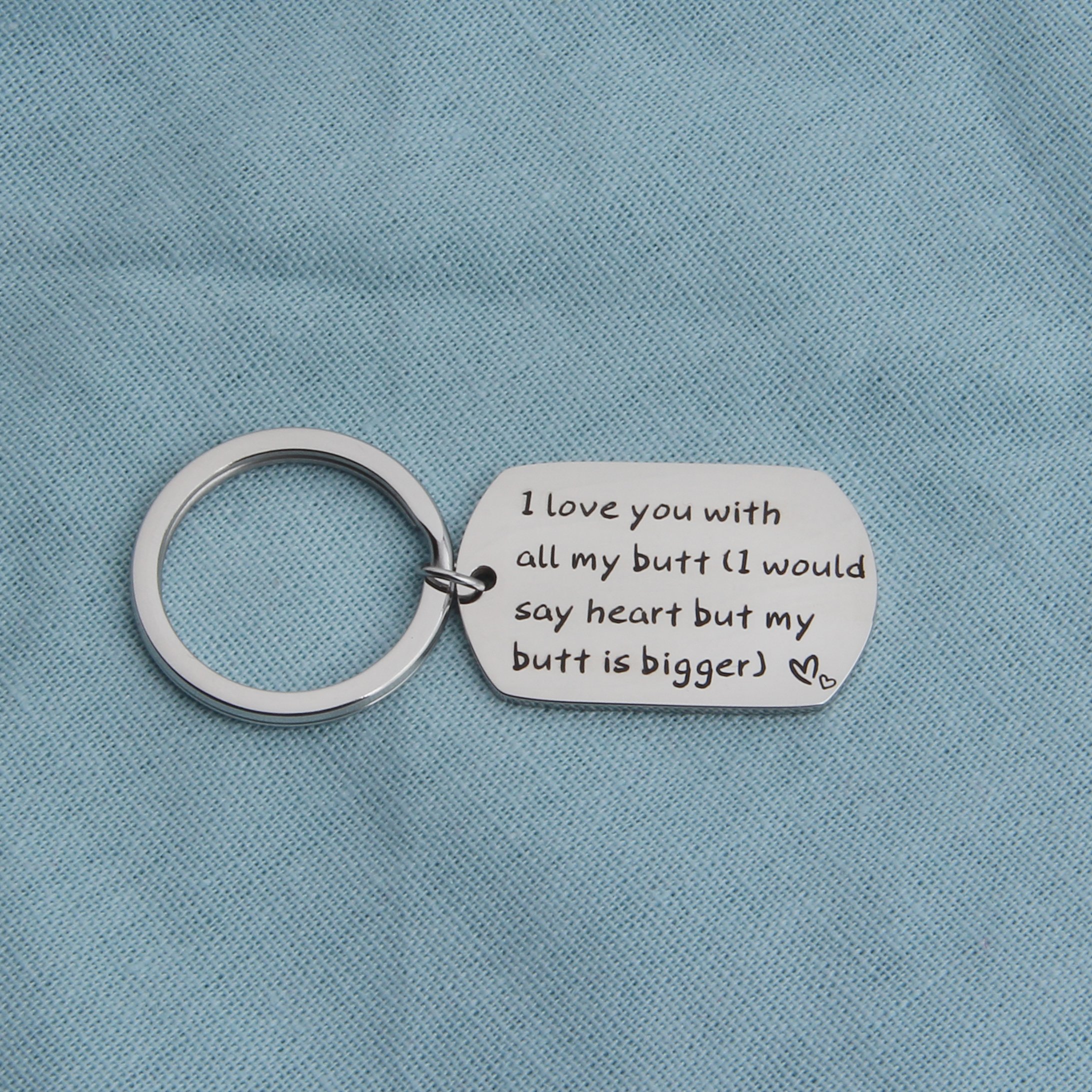Zuo Bao Funny Keychain I Love You with All My Butt Dog Tag Gift for Boyfriend Girlfriend Valentine's Day (Keychain)