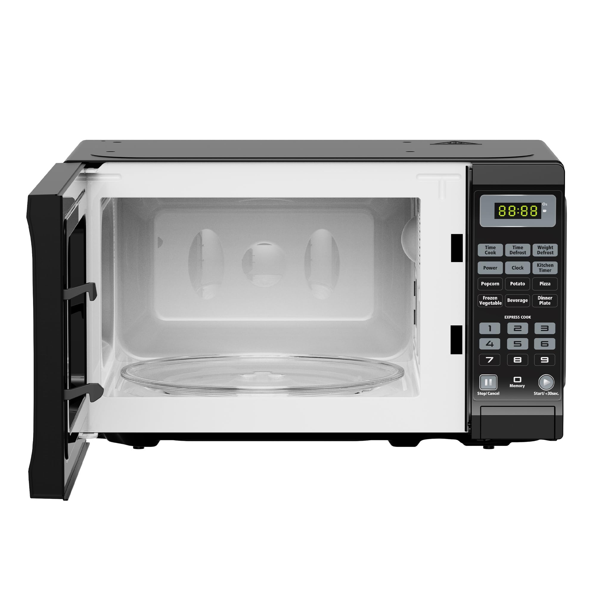 West Bend EM720CPI-PMB 0.7 Cubic Foot Capacity 700 Watt Compact Countertop Microwave Oven Kitchen Appliance with 8.5 Inch Round Turntable, Black