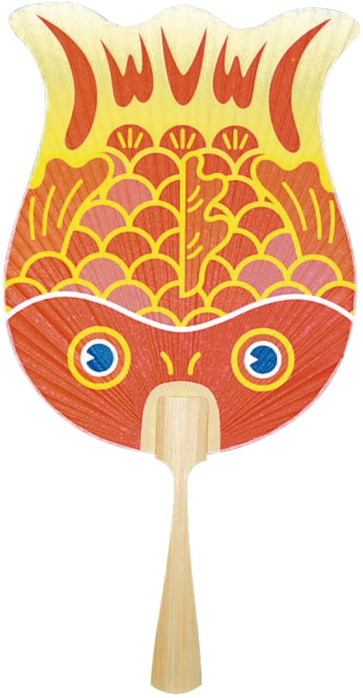 塩見団扇 Shiomi Fan 2201 Fan Kingyo 7.1 x 13.8 inches (18 x 35 cm), Ryukin