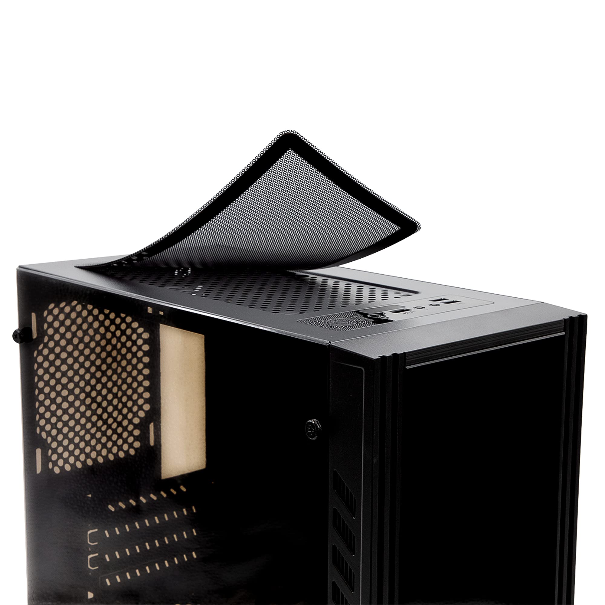 YEYIAN Kalt Gaming PC Case, Mini Tower Micro/Mini ATX, Tempered Front Glass, Clear Acrylic Side Panel, 1 LED Fan, SPCC Chassis, Metal Mesh Air Flow, 3 USB Ports, 14.72"x7.28"x14.96", ROHS CE Certified