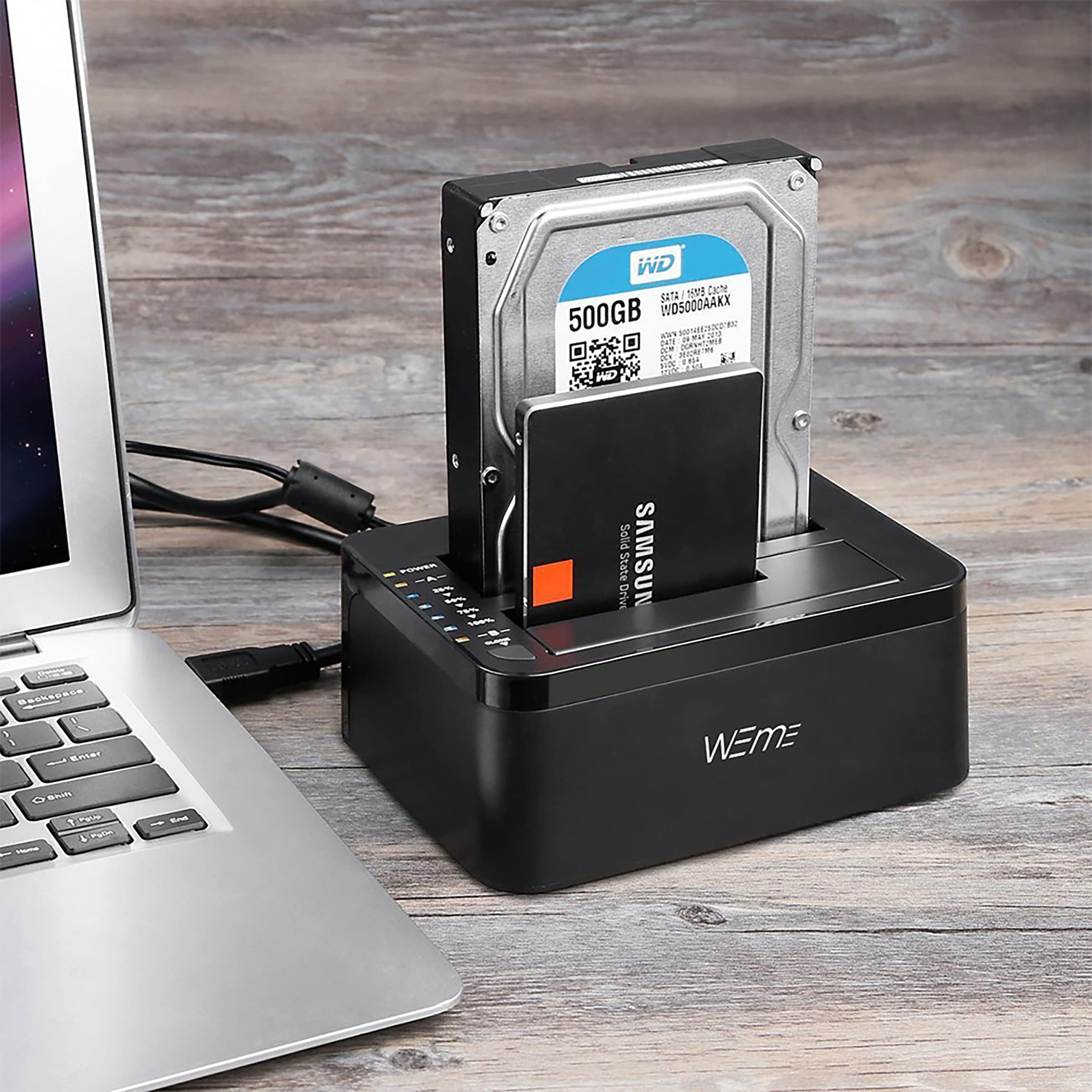 WEme USB 3.0 to SATA Dual-Bay External Hard Drive Docking Station with Offline Clone/Duplicator Function for 2.5 & 3.5 Inch HDD SSD SATA (SATA I/II/III) Support 2X 8TB & UASP, Tool-Free