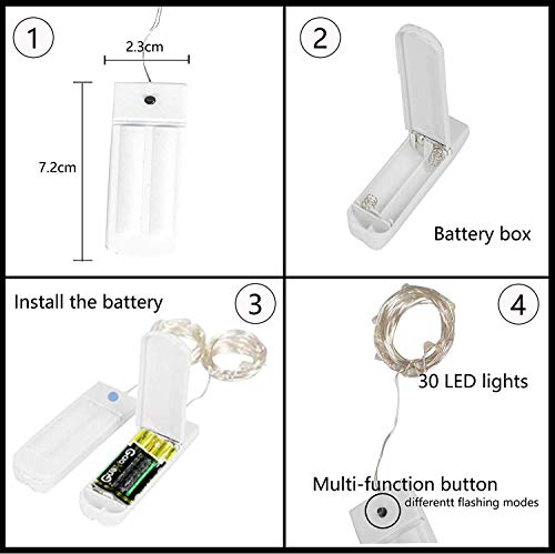 YJFWAL 12 Pack 30 LED Fairy String Lights with Timer function, Waterproof Fairy Lights Wire Lights,Battery Operated Firefly Lights(AAA Batteries Included),for Patio,Garden,Wedding Decor (Warm White)