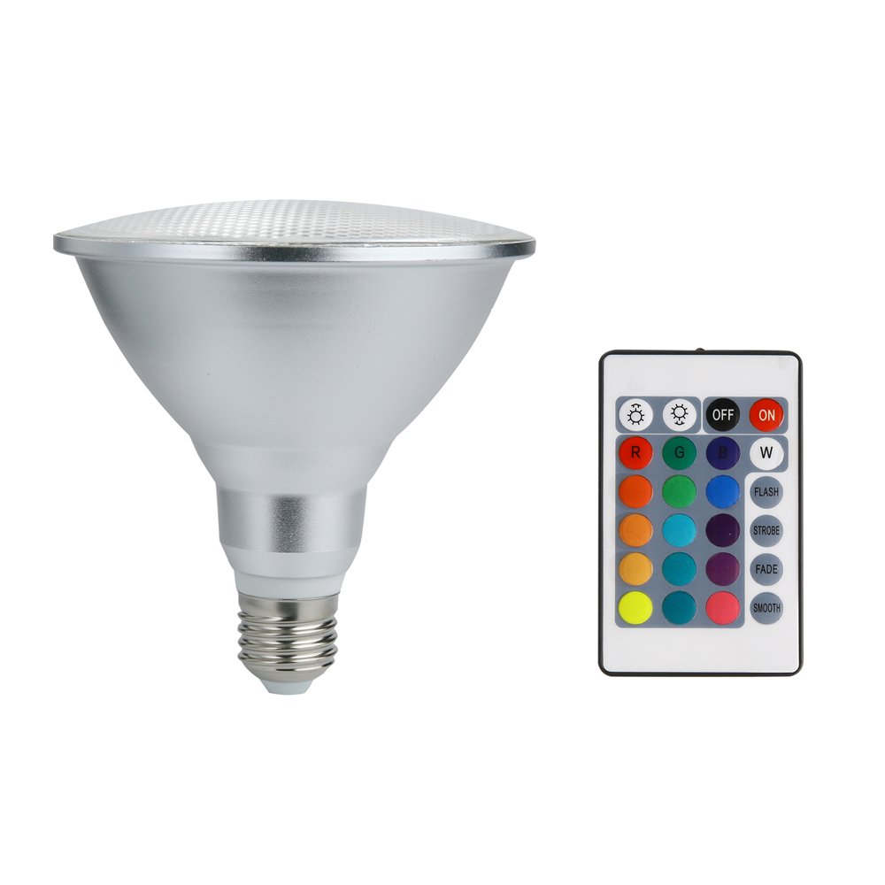 Yacolit PAR38 Colored LED Light Bulb, RGB + Cool White E27 45W 6000K Daylight Remote Control, Indoor/Outdoor LED Floodlight Waterproof Lawn Lamp for Home Courtyard Party Holiday Christmas Decoration