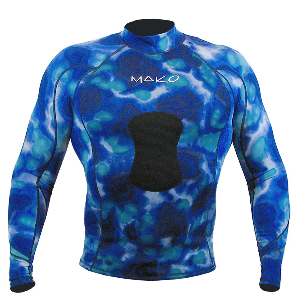 Wetsuit Shirt Spearfishing Blue Camouflage Rashguard Long Sleeve - 1.5mm (Medium)