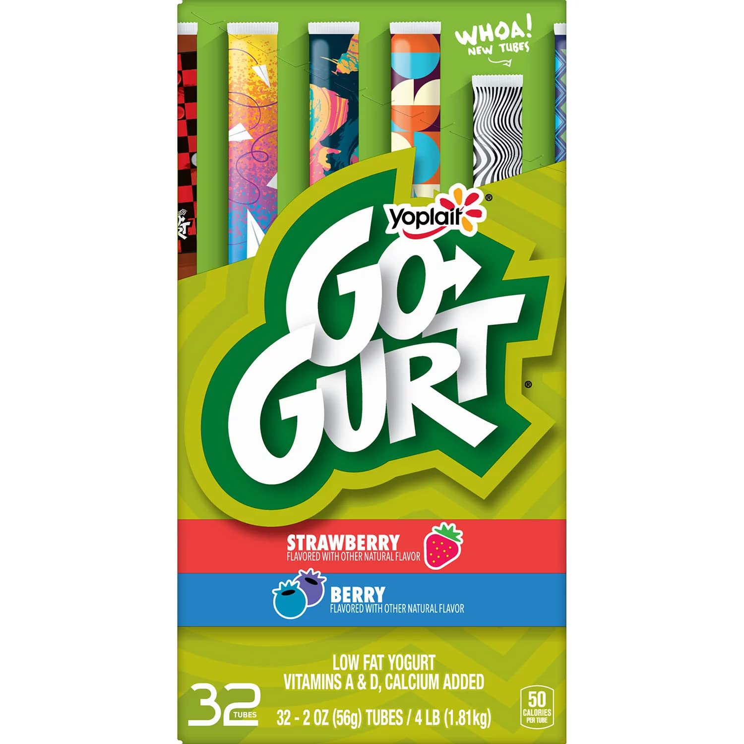 Yoplait Go-Gurt Kids Yogurt, Variety Pack, Vitamin A and D, Calcium Added, Strawberry and Berry Flavored with Other Natural Ingredients - 4 Pack (32ct, 64 oz. Each) - Ready Set gourmet Donate a Meal Program