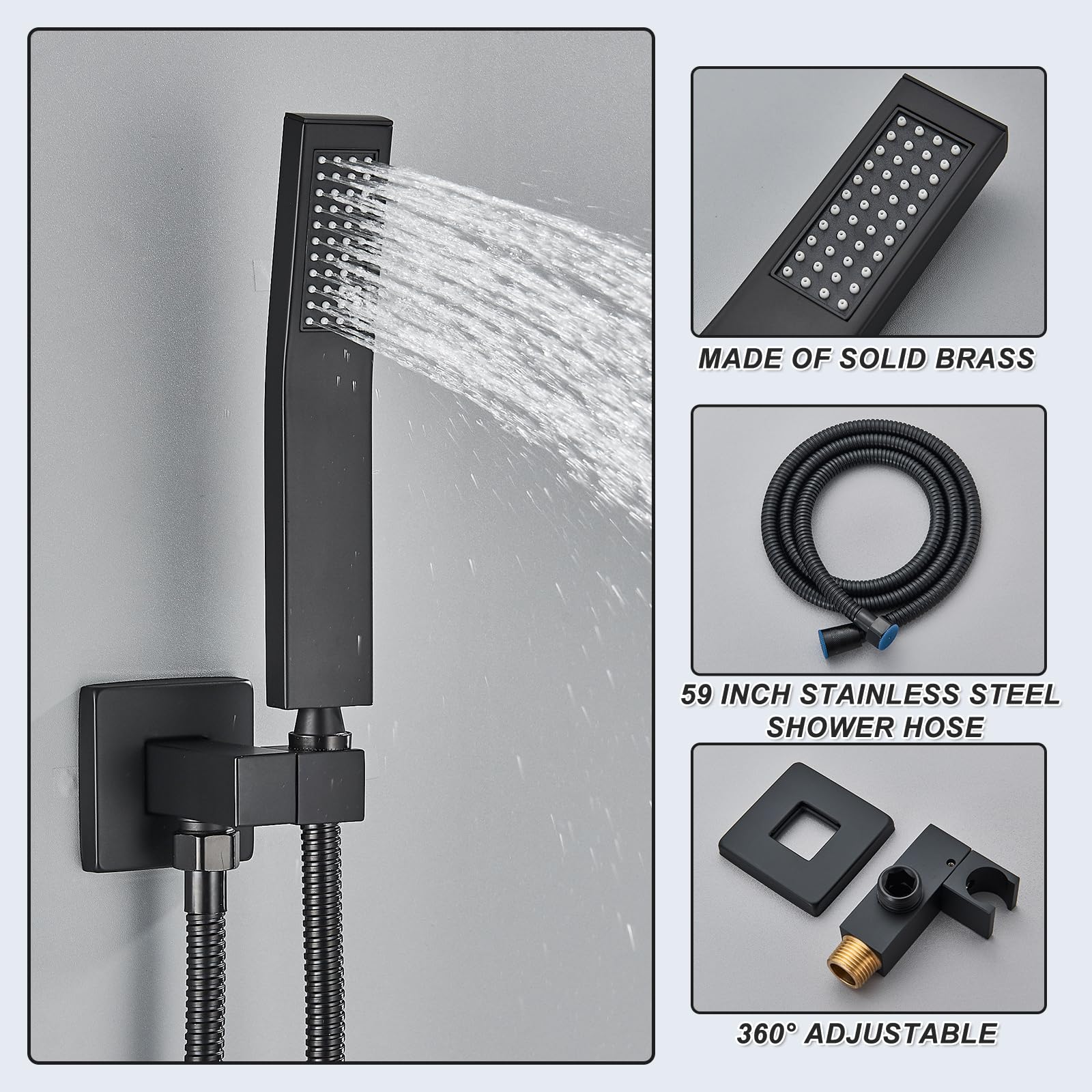 ๐๐จ๐ญ๐๐ฆ๐ฎ๐ญ๐ ๐๐ก๐จ๐ฐ๐๐ซ ๐
๐๐ฎ๐๐๐ญ ๐๐๐ญ Black Shower Faucet with 8 Inch Shower Head and Handheld Rainfall Shower System Shower Faucets Sets Complete with Brass Valve