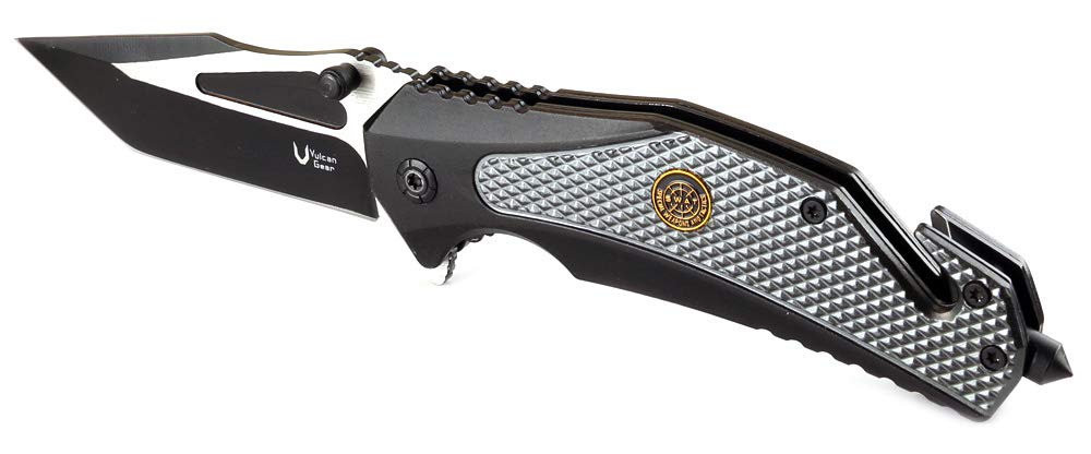 Vulcan Gear Emergency Service Tactical Assisted Open Metal Rescue Folding Knife (Black - S.W.A.T)