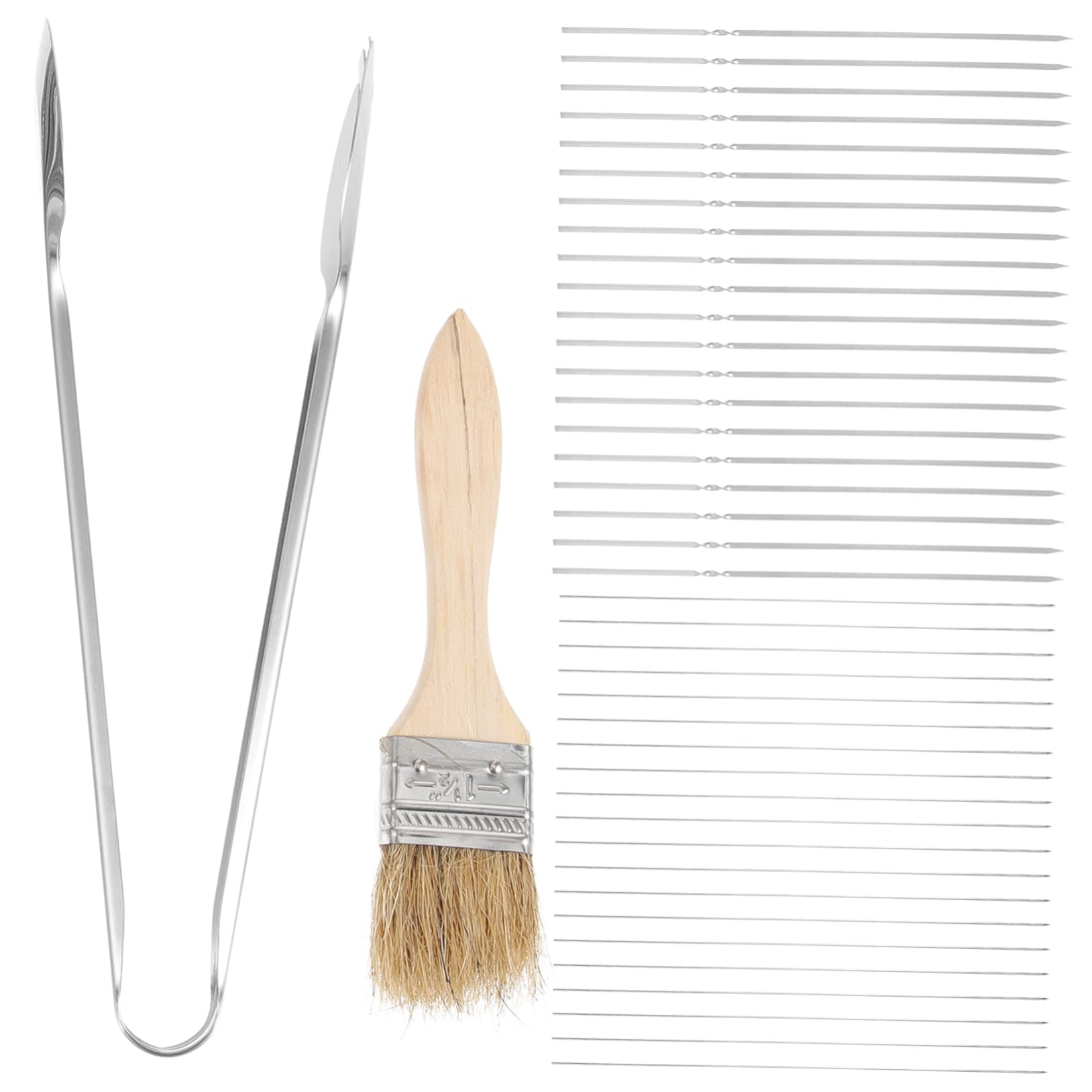 Yardwe 5 Sets Barbecue Tool Set Outdoor Barbecue Tools BBQ Grill Accessories Grilling Skewers Food Tong BBQ Grill Portable Grill Utensils Multifunction BBQ Needle Stainless Steel